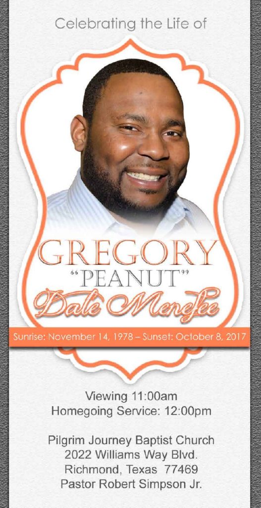 Gregory Dale Menefee - Obituary Printing Detroit