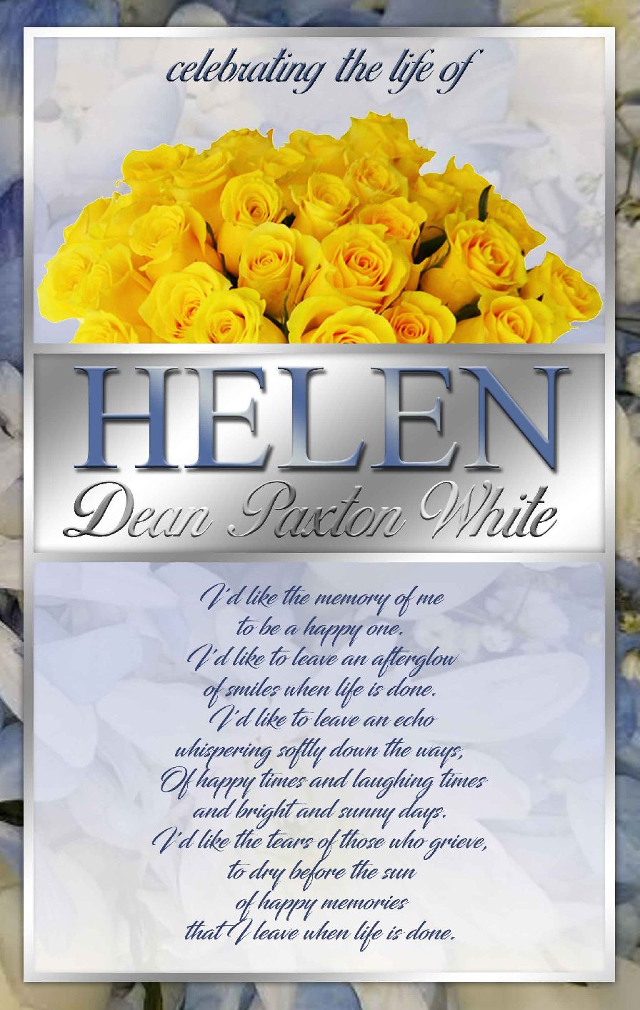 Helen Dean Paxton White - Obituary Printing Detroit